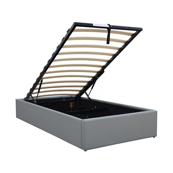 Lit simple en PVC avec coffre "Ava" - 90 x 190 cm - Gris - Cdiscount Maison