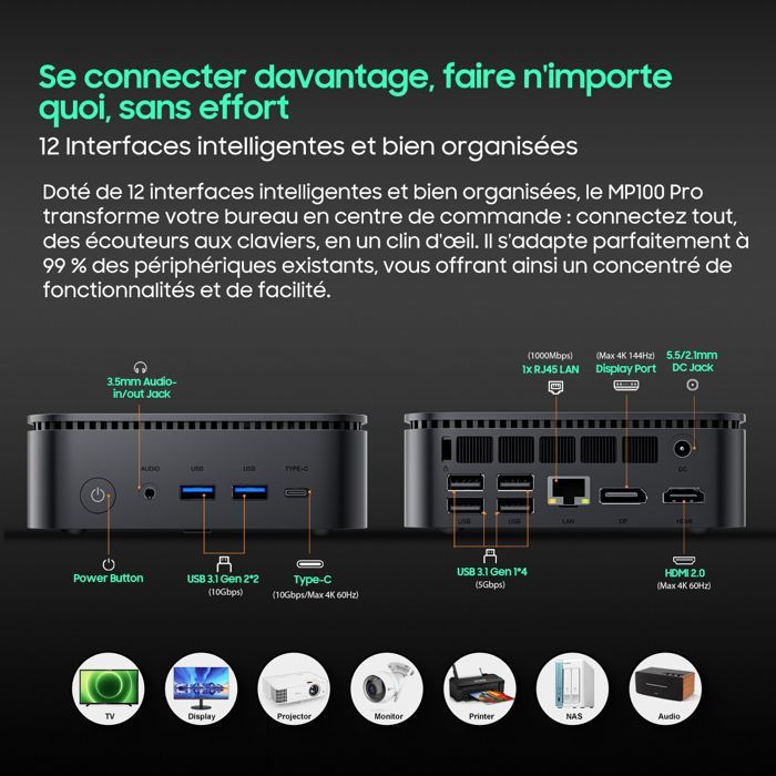 Mini PC - BLACKVIEW - MP100 Pro - Intel® Alder Lake I5-12450H - 16 Go ...