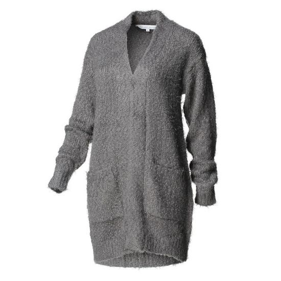 AMARA REYA Gilet Long Popcorn Gris Anthracite Femme Gris - Cdiscount ...