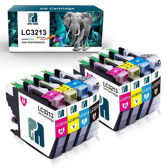 OK-INK LC3213XL 8 Cartouche d'encre Compatible pour Brother LC3213 ...