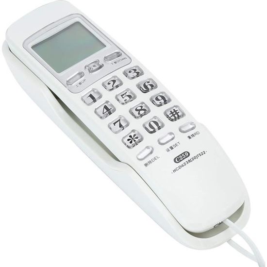 Téléphone filaire fixe pour la maison, téléphone mural avec affichage de l'identification de l ...