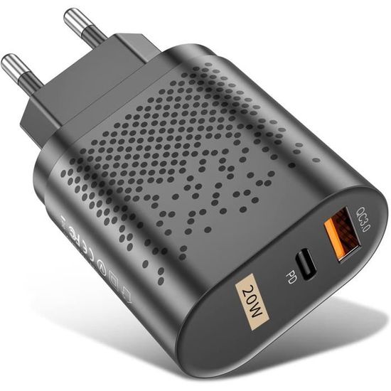 Bloc Chargeur Mural Usb C 20 W, Chargeur Rapide Qc3.0 Pour Téléphone Portable, Adaptateur ...