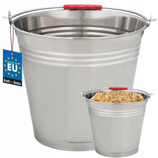 Seau en Acier Inoxydable 12 L - Seau de Jardin - Seau de Construction ...