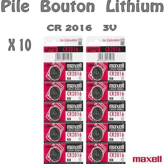 Lot de 10 Piles boutons Maxell CR2016 Lithium 3V - Cdiscount Jeux - Jouets