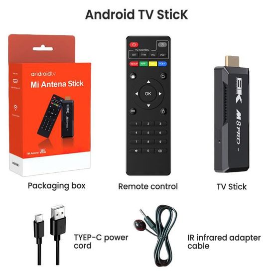 M8 PRO Clé TV box multimedia Android 12.1 HD double bande WIFI Décodeur ...