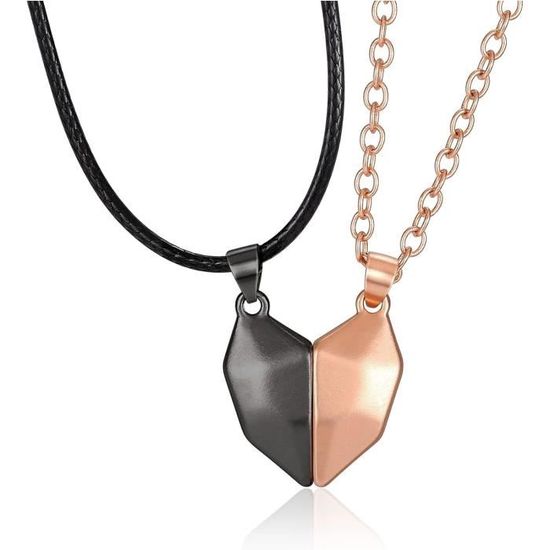 Collier Couple Aimant Pendentif Puzzle Cœur Séparable Yin Yang Gravure ...