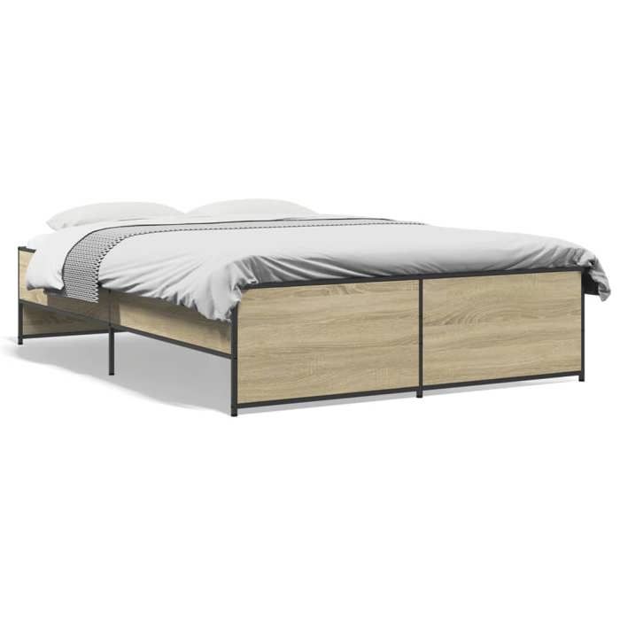 BESTLIFE Structure de lit chêne sonoma 120x190 cm bois d'ingénierie et ...