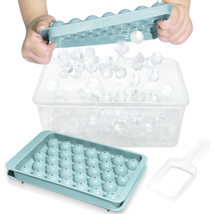 Round Ice Cube Tray,Freezer Ice Cube Tray with Container,3cm Mini Round ...