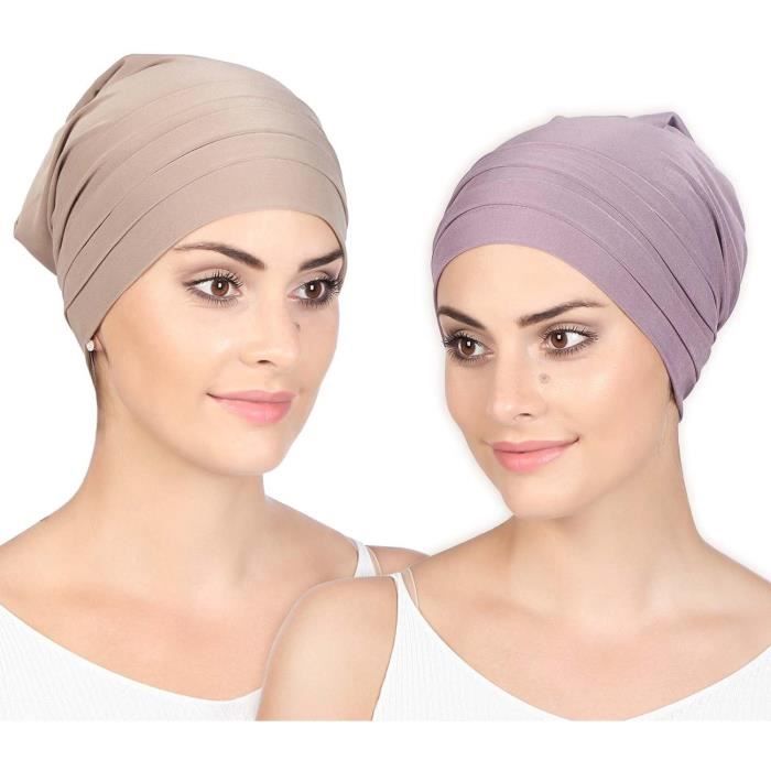 2 Pièces Bonnet De Chimio Pour Femme, Bonnet De Nuit Femme Fin Et Doux ...