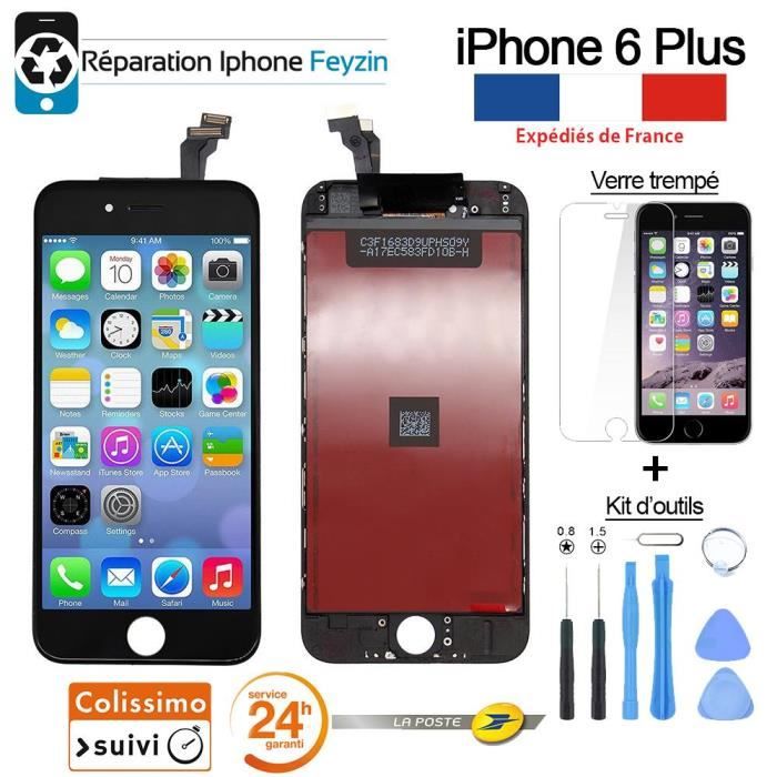 ÉCRAN LCD IPHONE 6 PLUS NOIR AVEC VITRE TACTILE SUR CHASSIS + OUTILS ...