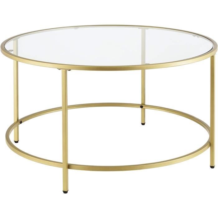 Table Basse Ronde pour Salon Petite Table Stylée Plateau en Verre Pieds ...