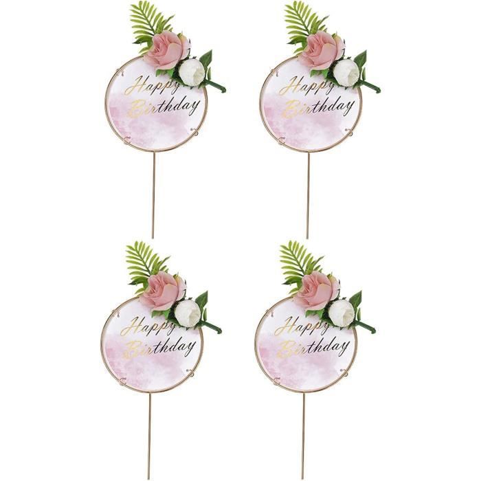 Joyeux Anniversaire Gâteau Fleur Gâteau Cupcake Topper Flower Cupcake ...