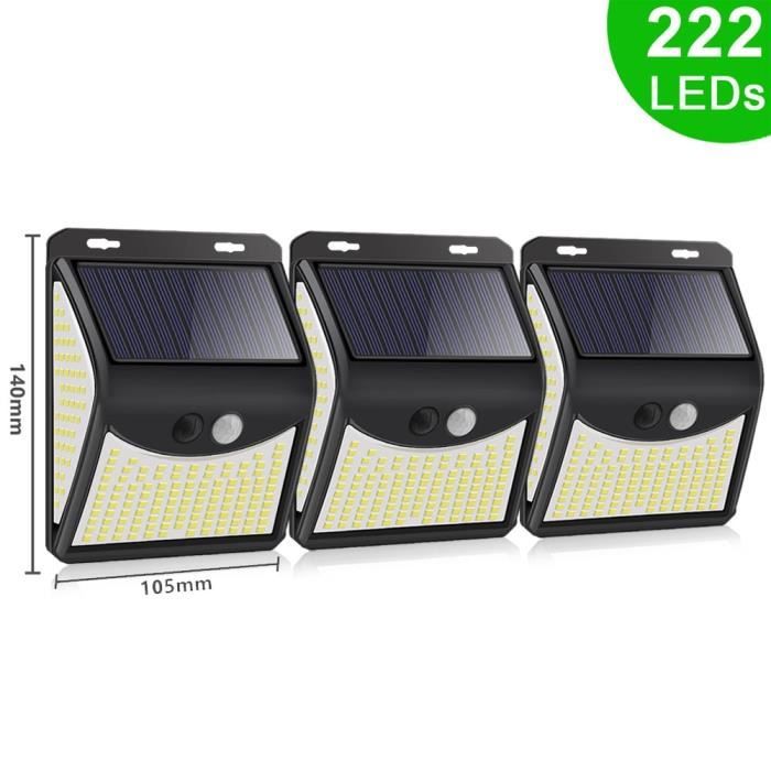 Lampadaire extérieur,Applique murale solaire à 222 LED avec capteur de ...