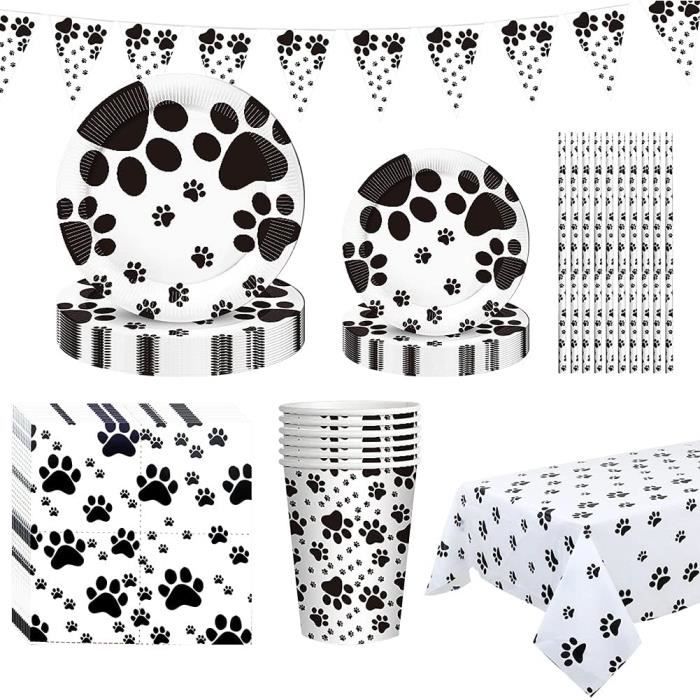 Decoration Anniversaire Chien Animaux Patte De Chiot, Vaisselles ...