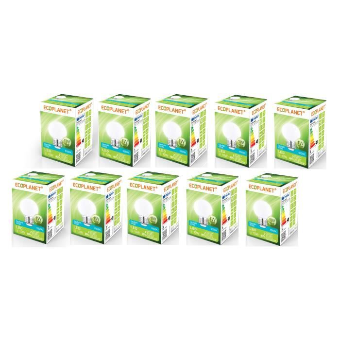 Ampoules LED Ecoplanet pour guirlande, E27 Gros Culot à Vis, Mini Globe G45, 1W (10W), Blanc ...