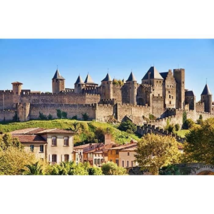 500 Pièces Puzzle Fille Ville Château Carcassonne France 52X38Cm[u18928 ...