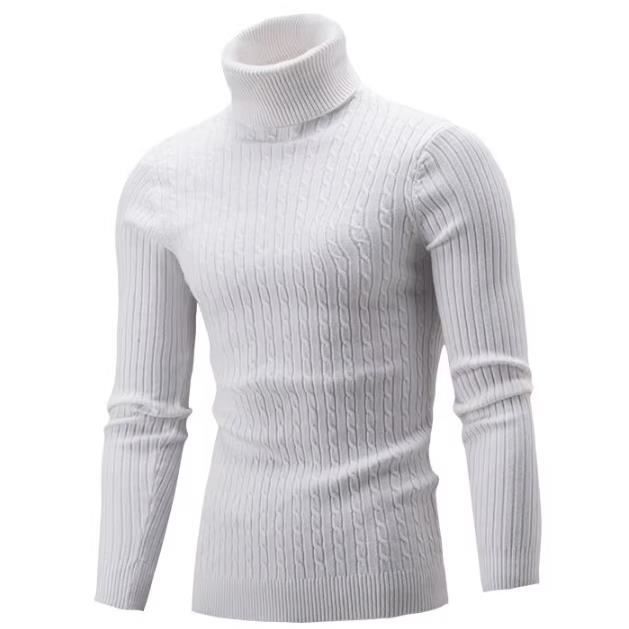 Pull tricoté col roulé homme blanc - confortable et élégant pour l ...