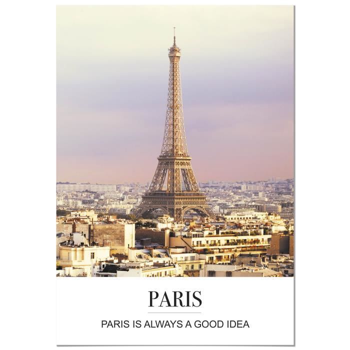 Poster Panorama Coucher du Phrase Ville de Paris 50x70 cm - Imprimée ...