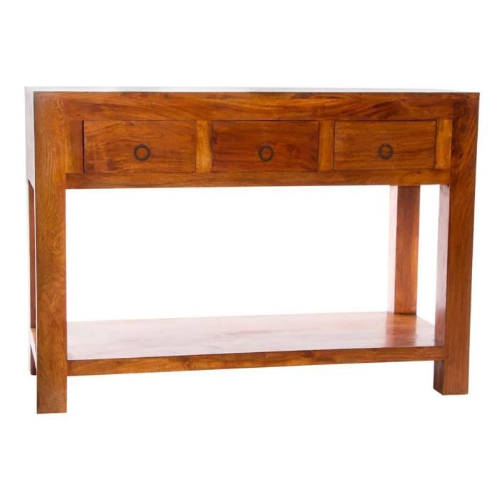 Console Table console en bois massif et acacia coloris marron ...