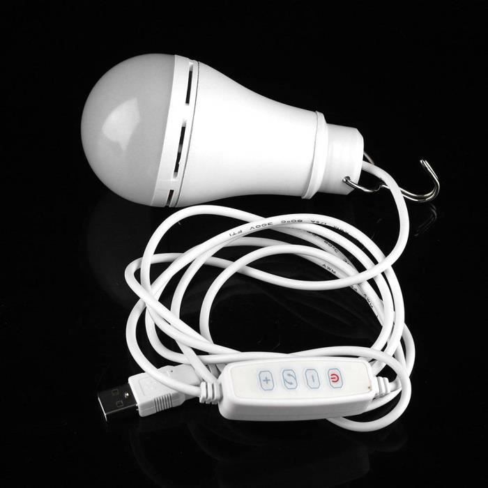 Qiilu Ampoule de secours rechargeable 5V USB LED Ampoule Lampe de ...