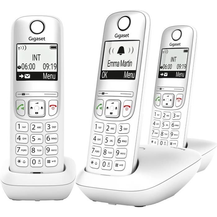 A695 Trio - Téléphone Dect Sans Fil - 3 Combinés Avec Grand Écran À ...