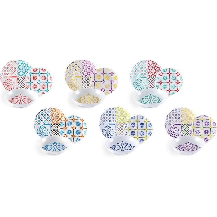 Excelsa maioliche Service Table, Porcelaine, Multicolore, 18 unités173 ...