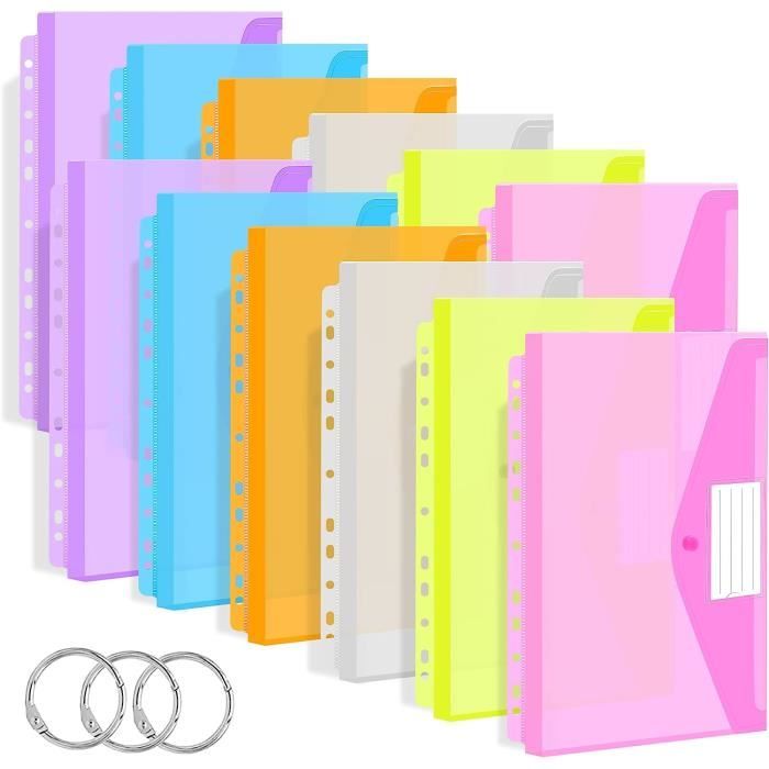 Lot de 12 pochettes en plastique A4 avec 3 anneaux de classeur ...