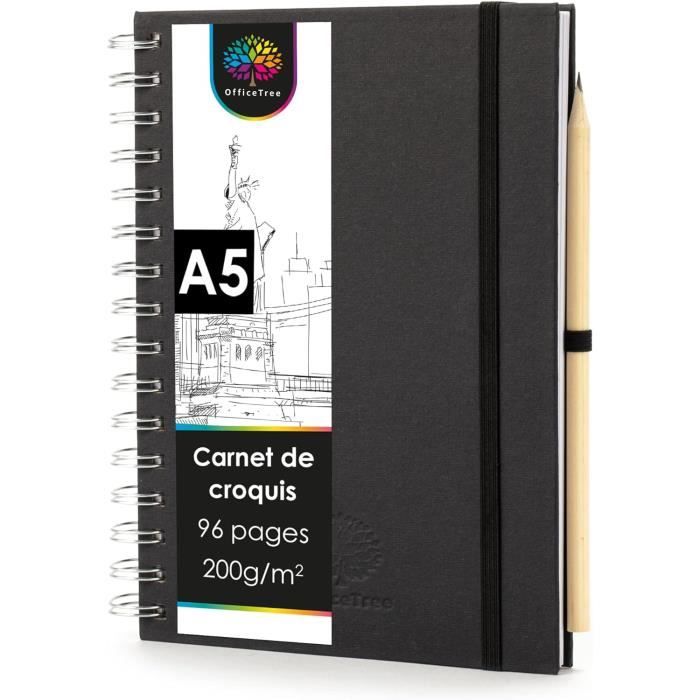OfficeTree carnet de croquis A5 à reliure spirale - Format portrait ...