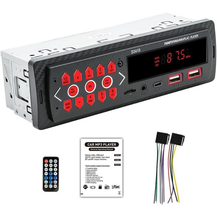 Autoradio Bluetooth Single Din, Radio De Voiture Avec Kit Mains Libres, Car Audio 4X40W Prend En ...