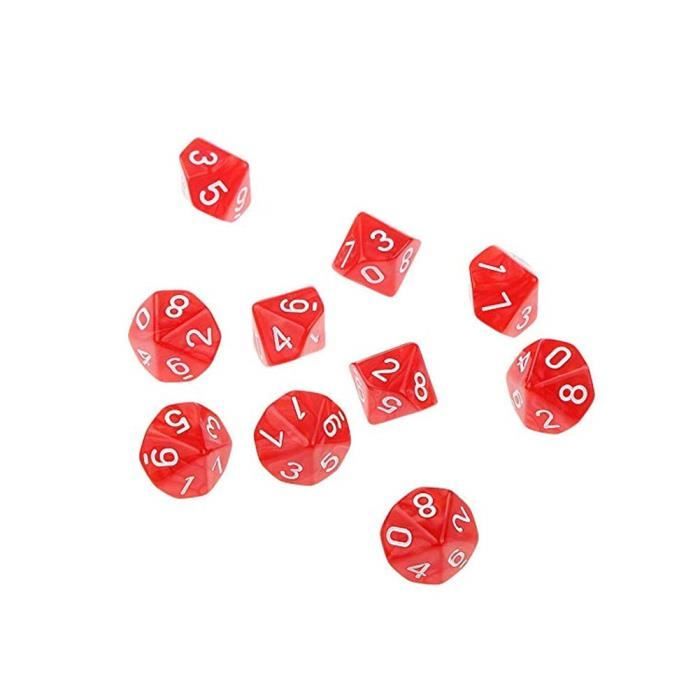 10 Sided Dice Set Multi-Faces Galloping Dominos Jeu Craps Dice ...