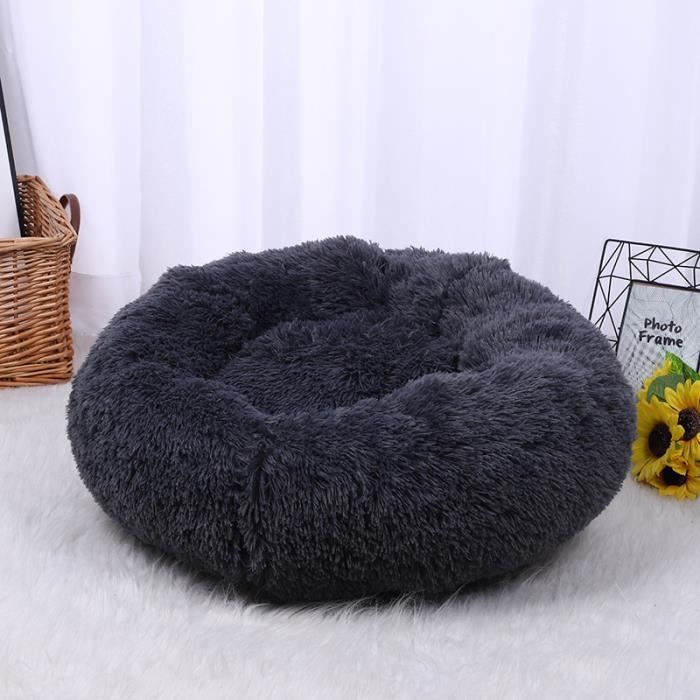 PET LIT,Dark Grey-60cm--Lit rond et Long en peluche pour animaux de ...