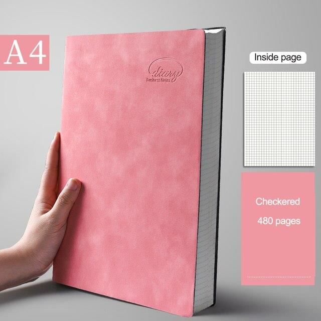 CAHIER,Pink A--Bloc notes en cuir souple, grand format A4, épais, pour ...