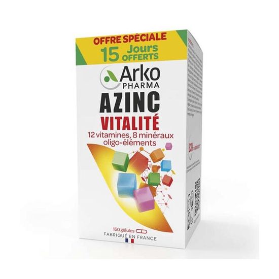 Arkopharma Azinc Adulte Vitalité Vitamines C & E Zinc 150 gélules ...