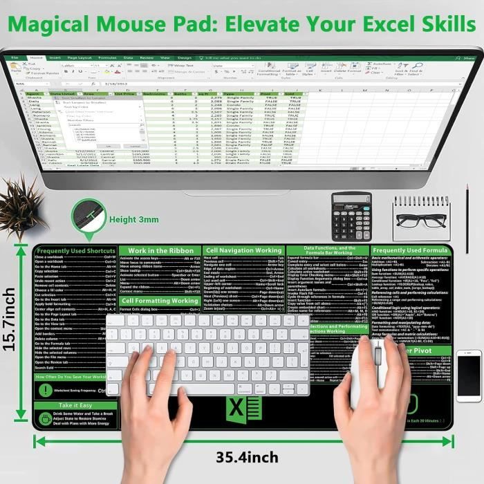 Excel Tapis De Souris Raccourcis, Version Professionnelle, Tapis De ...