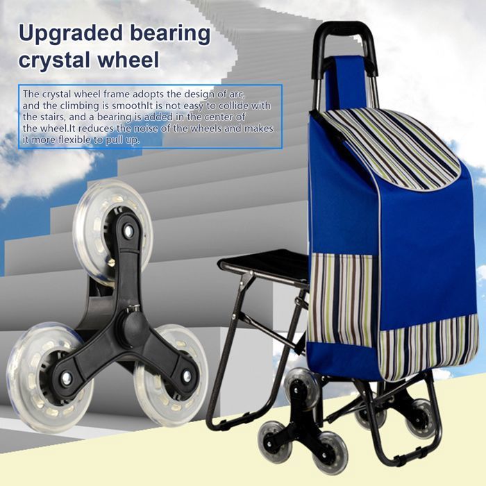 Chariot de courses 2 en 1 pliable - Caddie et diable - 6 roues monte ...
