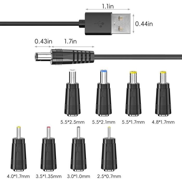 Cable d'alimentation USB vers DC, cordon d'alimentation de charge ...