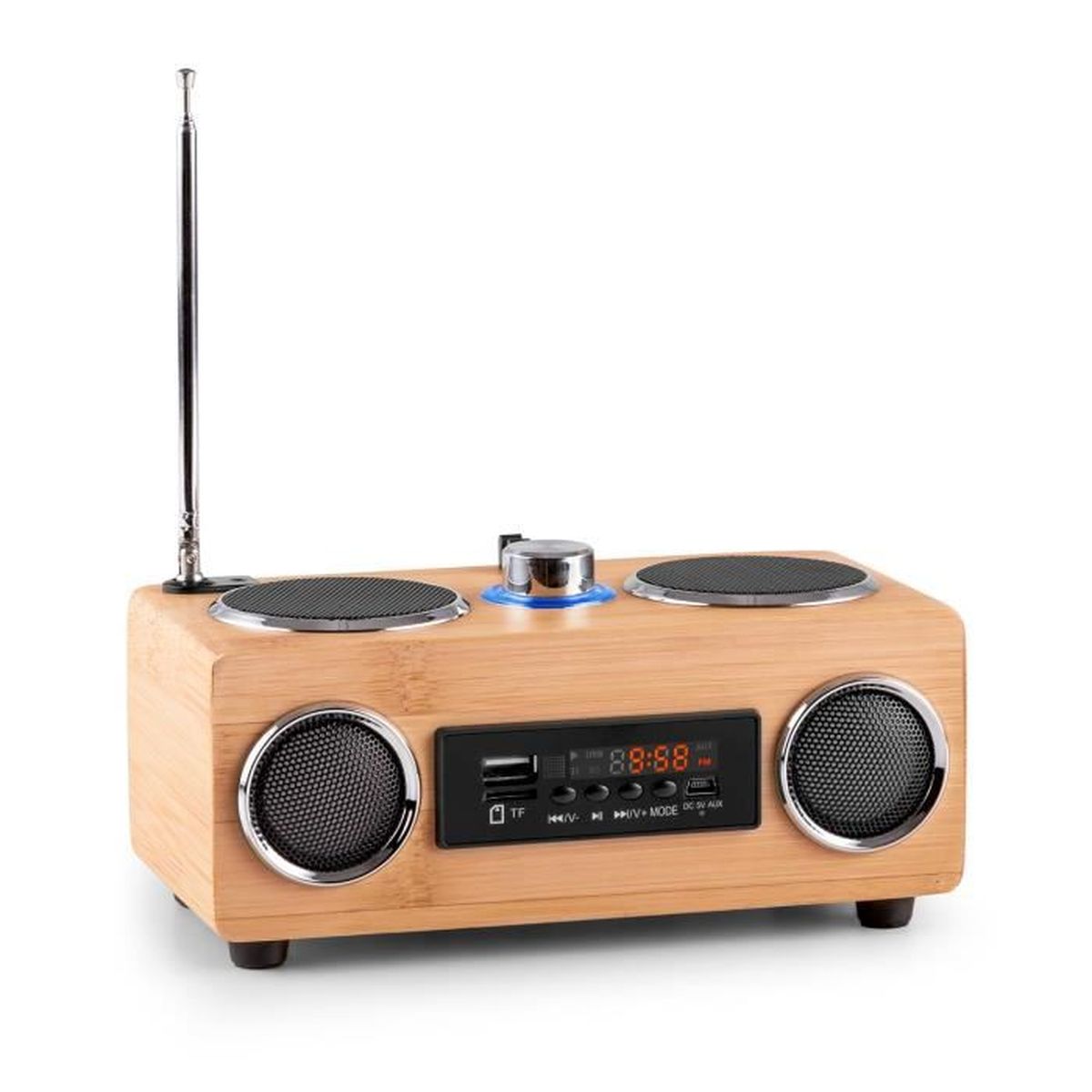 OneConcept BamBoost G - Mini poste de radio FM écologique avec ports ...