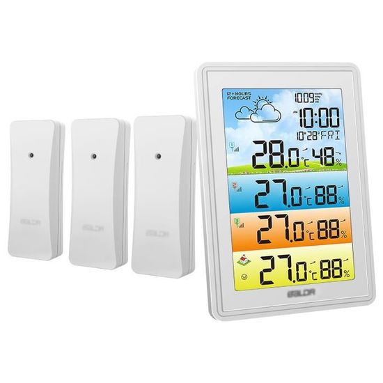 Station Météo Sans fil avec 3 Capteurs à Distance pour Intérieur et Extérieur avec Température ...