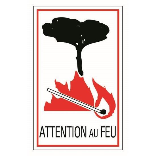 Panneau Attention au feu (symbole) - Rigide 330x200mm - 4160801 ...