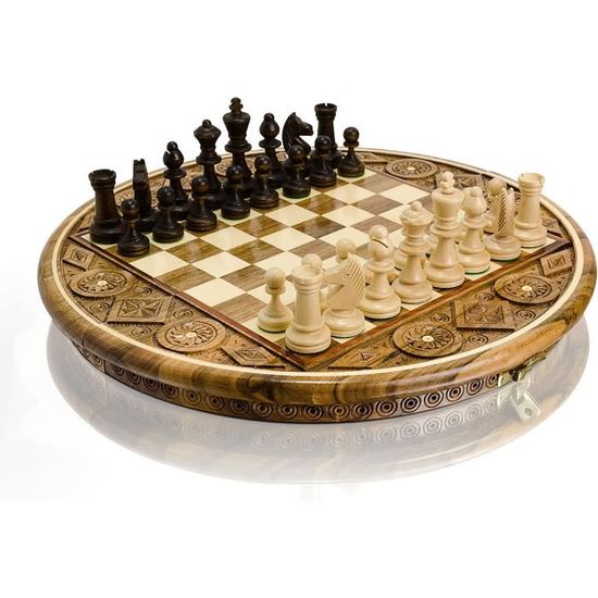 Beau jeu d'echecs en bois decoratif, sculpte et fabrique a la main RUBY par Master Of Chess ...