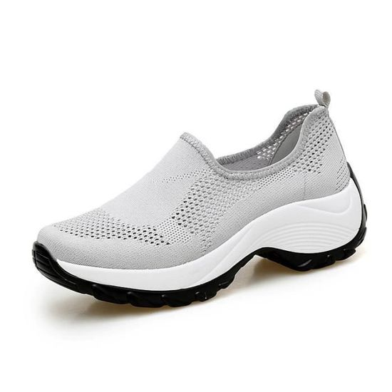 Baskets Casual Gris - ecelenfshoes - Femme - Textile - Compensé Gris ...