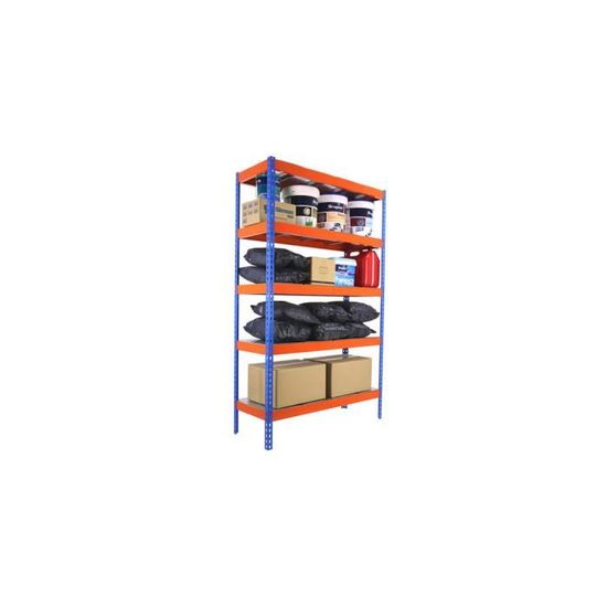 Étagère métallique 5 niveaux - sans planches - 2000 x 1800 x 450 mm - KIT ECOFORTE - Bleu ...