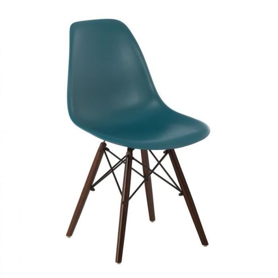 Chaise Scand Bleu Turquoise Intense Bois Foncé - Cdiscount Maison