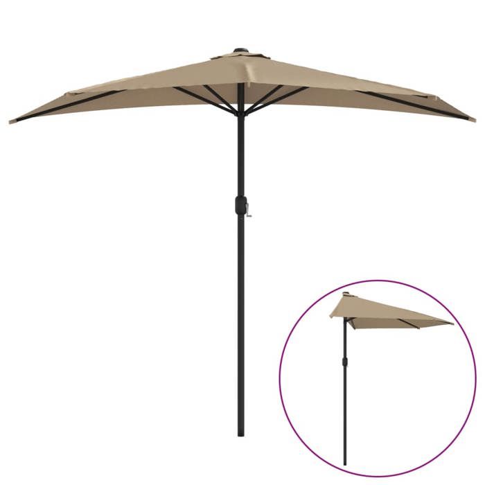 VENTE-FLASH Parasol de balcon avec mât en aluminium Taupe 270x144 cm ...