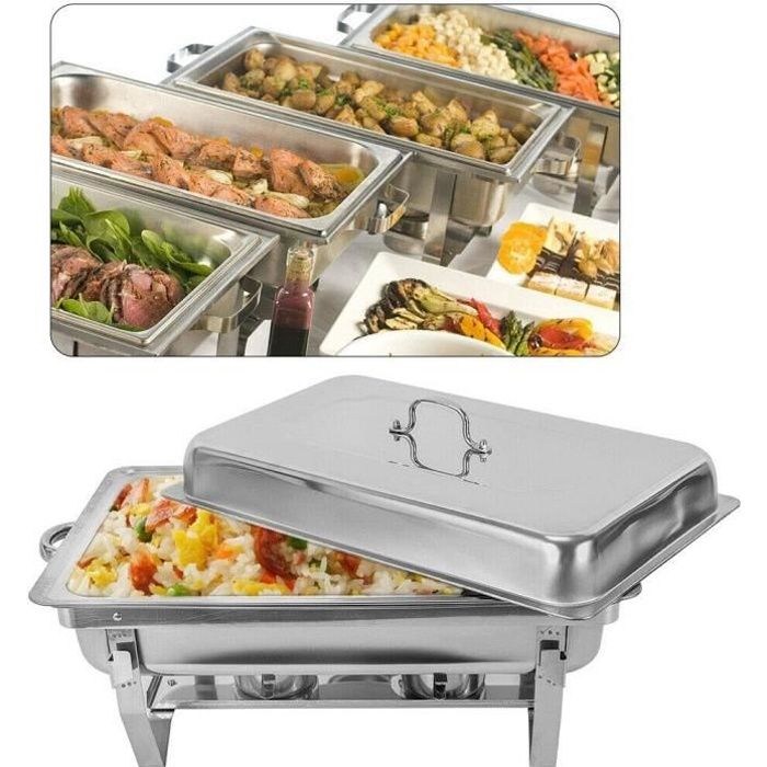 Buffet de réchaud en aicer inoxydable, chauffe-plat réctangulaire avec ...