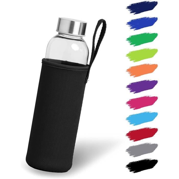 NOMA Bouteille en verre 0,5 l, avec housse en néoprène, gourde en verre ...