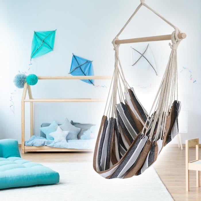 Hamac Siège Suspendue YMY - Rayures Café - Charge Max 150kg - 100*130 ...