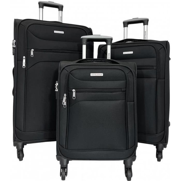 Set de 3 valises souples dont 1 valise cabine David Jones NOIR ...
