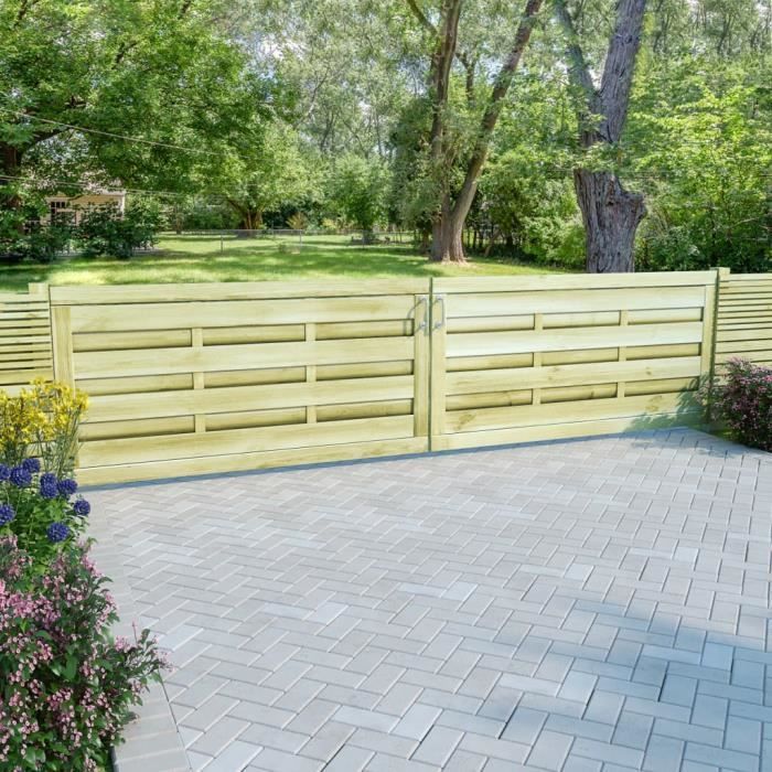 COC-7596638087801Portillons 2 pcs Bois de pin imprégné 150x75 cm Vert ...