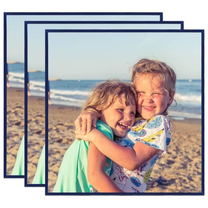 Collage de cadres photo 3 pcs de mur table Bleu 30x30 cm MDF ...